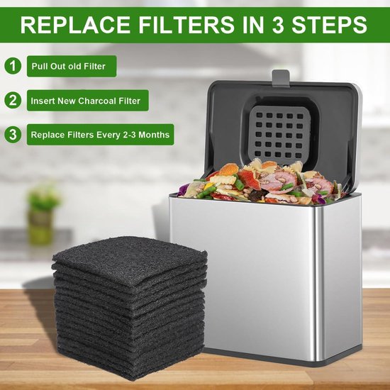8 stuks geurfilter voor compostemmer keukenafval actieve kool filter | bol