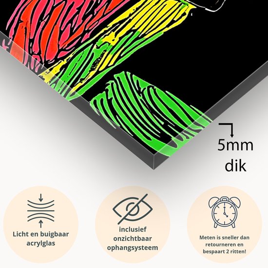 Neon schaap - Plexiglas - Acrylaat - Glasschilderij - 40x60 cm | bol