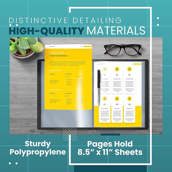 Presentatiemap Zwart 60 Pocket Gebonden - Documenten Beschermhoes voor ...