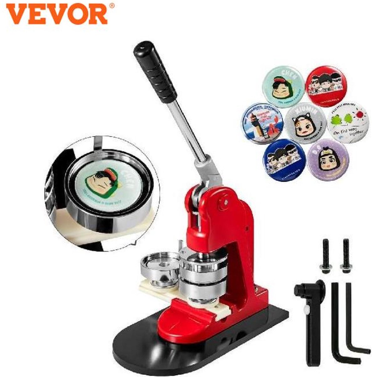 Vevor ButtonMaker - 1000 buttons - 58 mm - Cadeau | bol.com