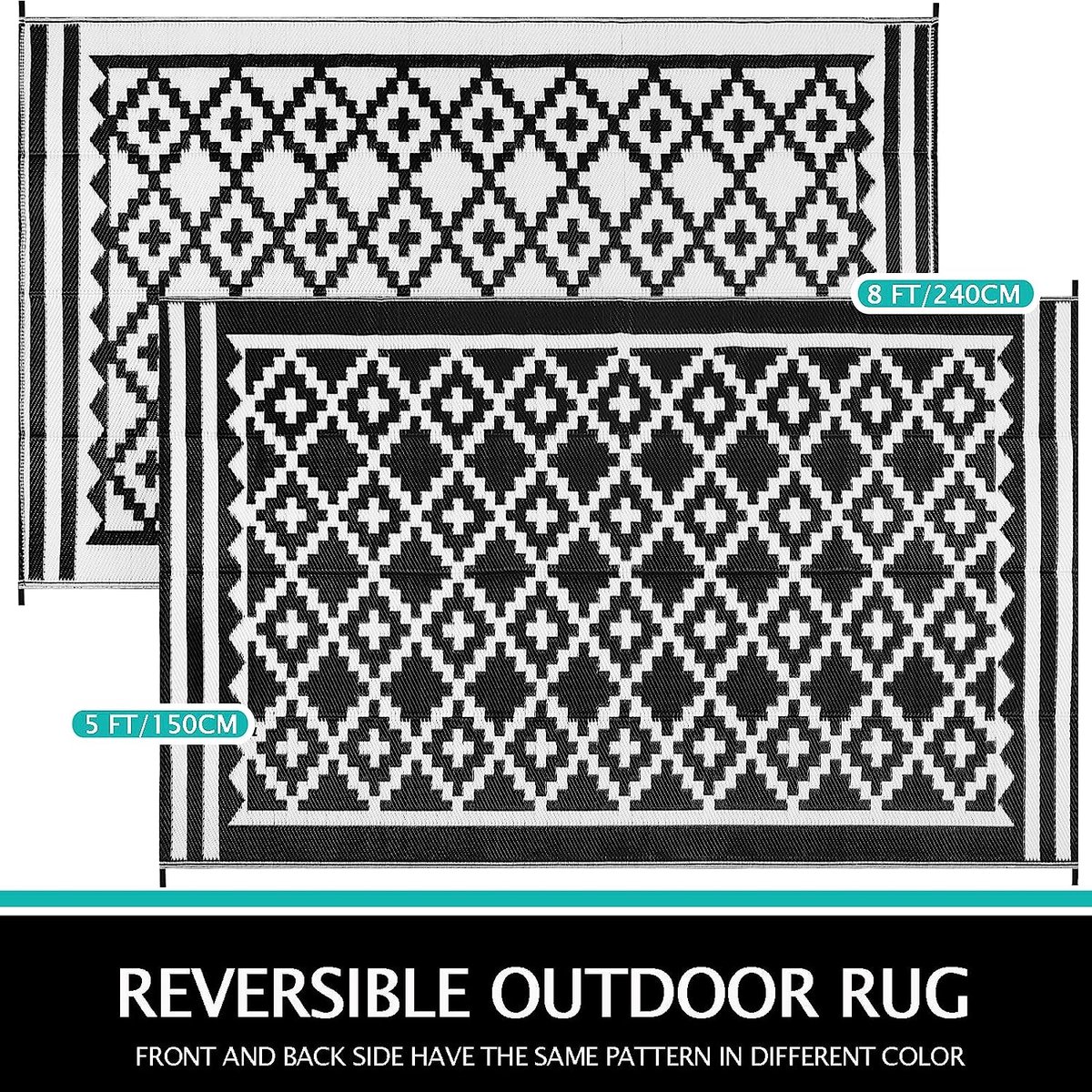 Outdoor Tapijt 150x245cm Waterdicht Kunststof Patio Tapijt Omkeerbaar ...