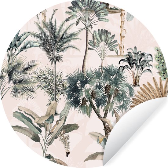 WallCircle - Muurstickers - Behangcirkel - Bladeren - Monstera - Jungle - Tropical - ⌀... | bol