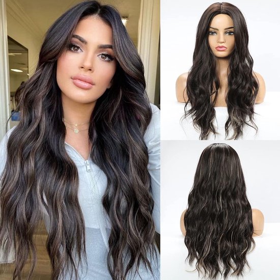 Gratyfied - Pruiken Dames - Lang Haar - Pruik Donker Bruin - 55 cm ...