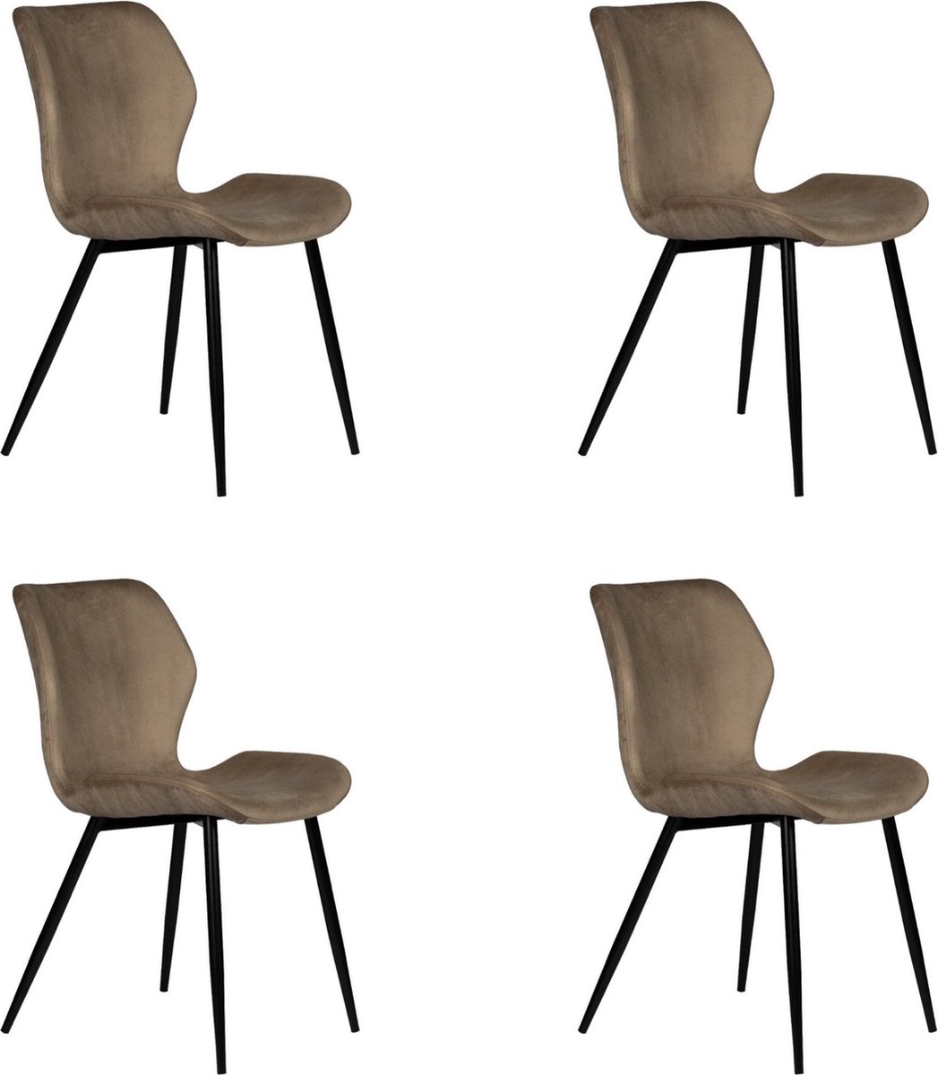 PoleWolf - Lupo stoel - Velvet - Zandwit - Set van 4 | bol