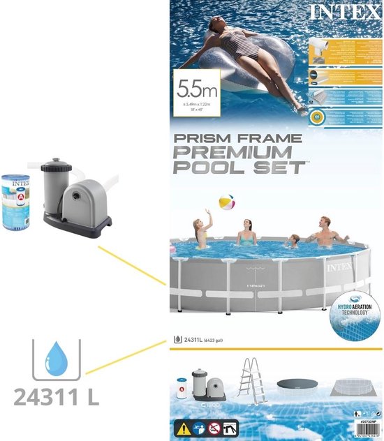 Intex Prism Frame Zwembad - Opzetzwembad - 549x122 cm - Inclusief ...