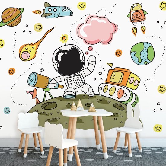 Fotobehang - Vlies Behang - Astronaut op de Maan - Ruimte - Heelal ...
