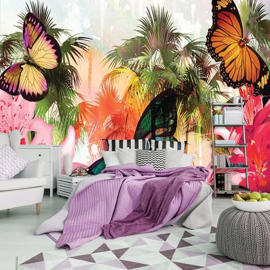 Fotobehang - Vlies Behang - Vlinders en Kunst - 208 x 146 cm | bol