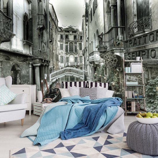 Fotobehang - Vlies Behang - Venetië zwart-wit - 254 x 184 cm | bol