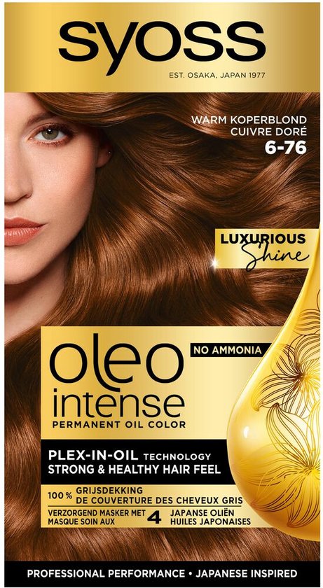 3x Syoss Oleo Intense Haarverf 6-76 Warm Koperblond | bol