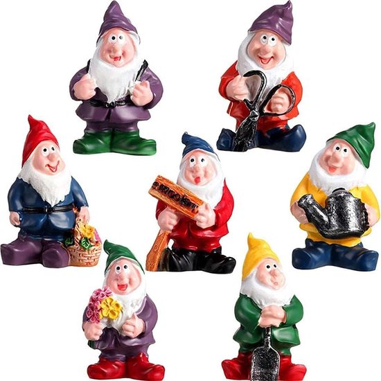 Tuinkabouters Feeëntuin Miniatuur Standbeeld - 7 Stuks 5 cm - Set van ...