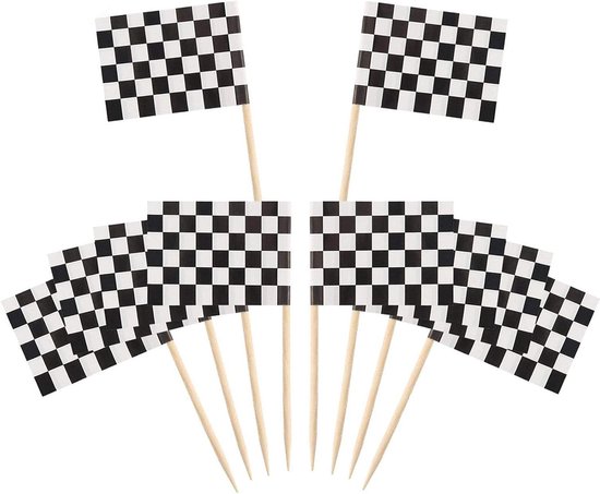 100 Vlaggetjes met Schaakbord Tandenstoker vlaggen - Feest Cake Toppers ...