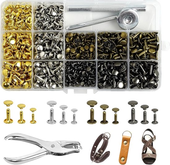 360pcs Leather Double Cap Rivets Set - Hollow Rivets - Metal Hollow ...