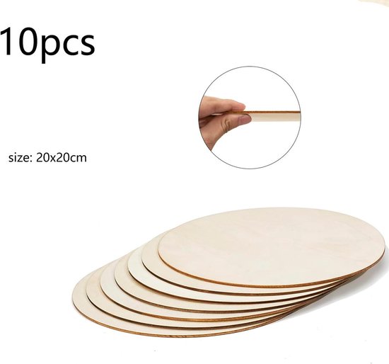 Ronde natuurlijke houten schijven - 10 stuks - 20 cm diameter - 3 mm ...