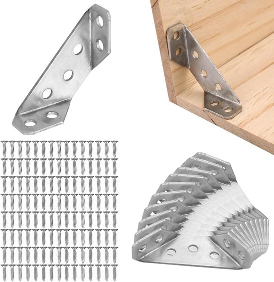 Allecto Plus - 20 Stuks Hoekbeugel Meubelhoekconnectoren - Roestvrij Staal - Inclusief... | bol