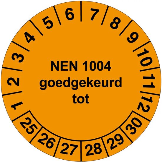 NEN 1004 keuringsstickers - 25-30 - op vel - 3 cm - 20 stickers per vel ...