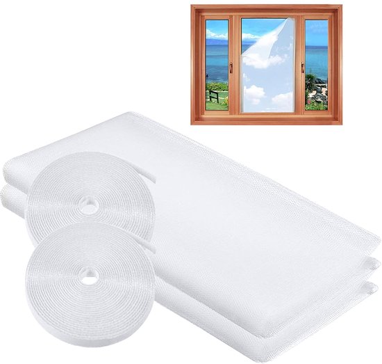 Raamscherm Muggengaas - Insectenbescherming - 2 Stuks - Wit - 150 x 180 ...