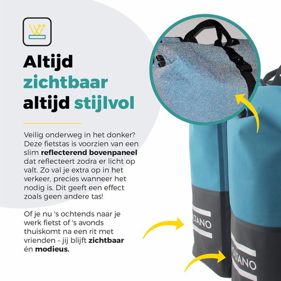 Voltano Dubbele Fietstas Rolltop Reflective Special Edition - Zwart ...