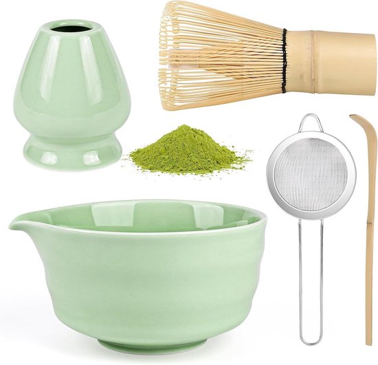 Matcha Set of 5 Whisk, Tea Set, Broom, Filter, Strainer, Bowl, Chasen ...