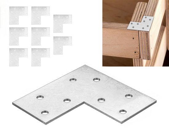 L-vorm platte verbindingen - 8 stuks - 90 graden - geperforeerde platen ...