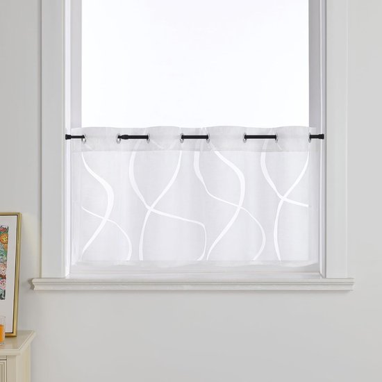 Transparante Keukengordijnen - Modern Vitrage - 1-stuk - Wit - 45x120cm ...