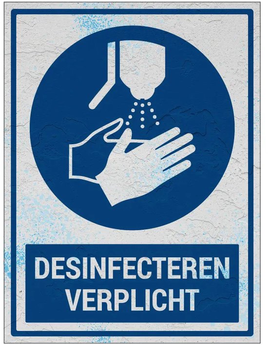 Desinfecteren verplicht bord met tekst - Sign Again - 20 x 15 cm | bol