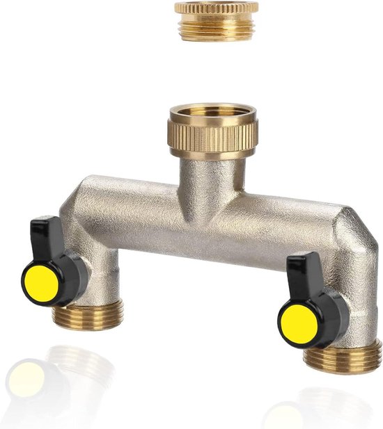 2-weg messing tuinslangsplitter met individuele aan/uit-kleppen voor buiten tuin... | bol