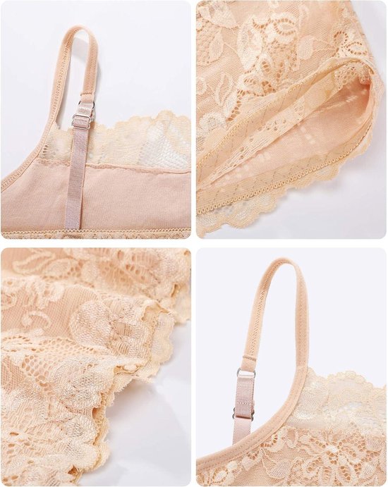 Allecto Plus - 4-delige kanten Bralette in halve camisole stijl met ...