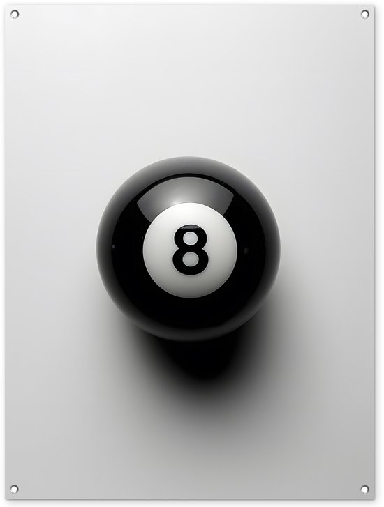 Tuinposter 90x120 cm - Tuindecoratie Biljartbal - Getal - Acht - Wit ...