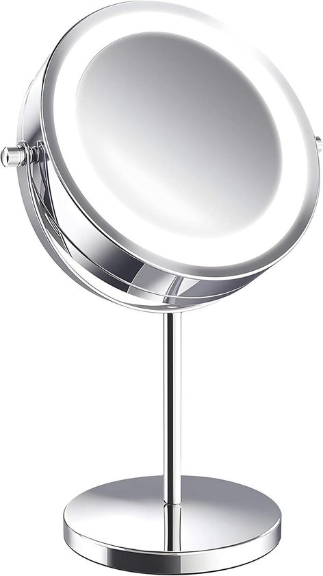 Rotating Mirror with LED Lighting for Makeup, Shaving, and More | bol