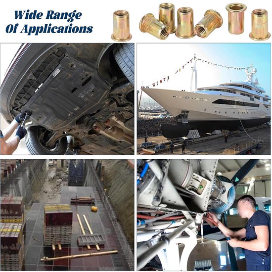 HSEAMALL 100Pcs M8 Rivet Nut Zinc Plated Carbon Steel Rivet Nut Tool ...