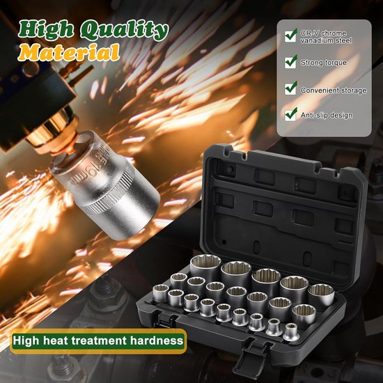 HSEAMALL 21-Piece Multi-Tooth Wrench Cabinet 1/2 Inch Polytooth Wrench ...