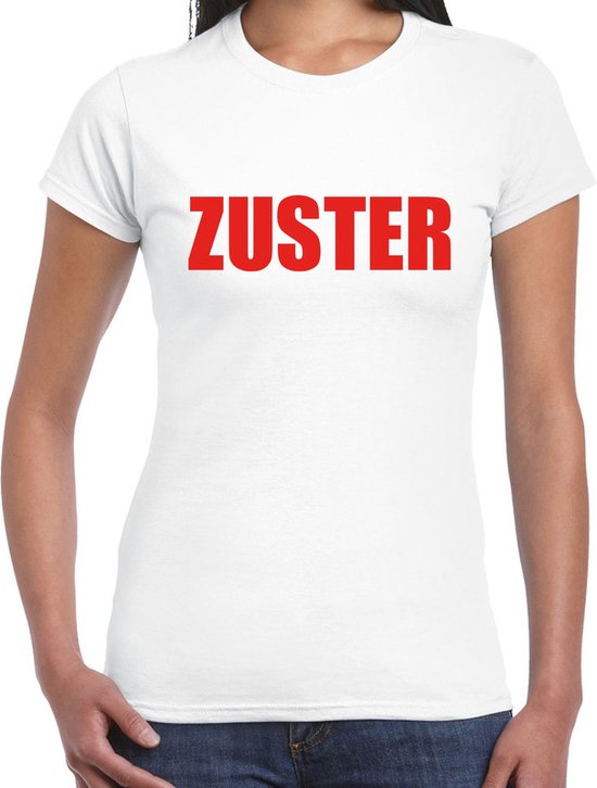 Zuster verkleed t-shirt wit voor dames - verpleegster carnaval / feest ...