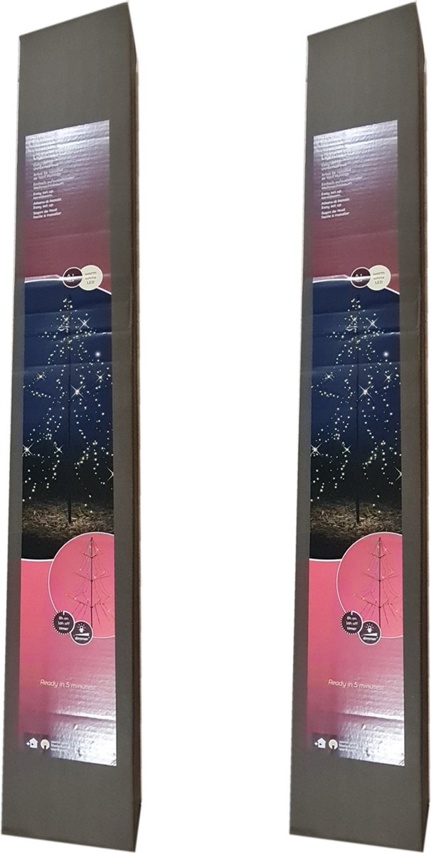 Set van 2x stuks verlichte figuren zwarte lichtbomen/metalen bomen/kerstbomen met 420... | bol.com