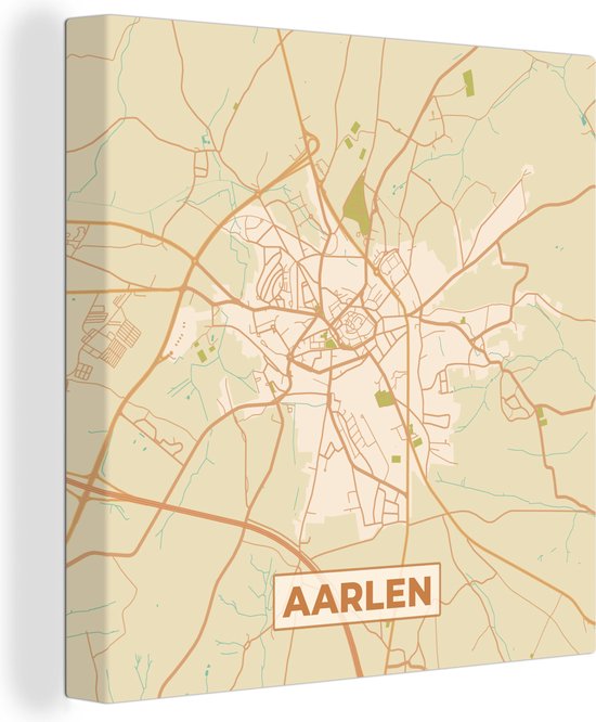 Canvas Schilderij Retro - Aarlen - Plattegrond - Stadskaart - Kaart ...