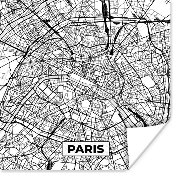 Poster Parijs - Frankrijk - Plattegrond - Paris - Stadskaart - Kaart ...