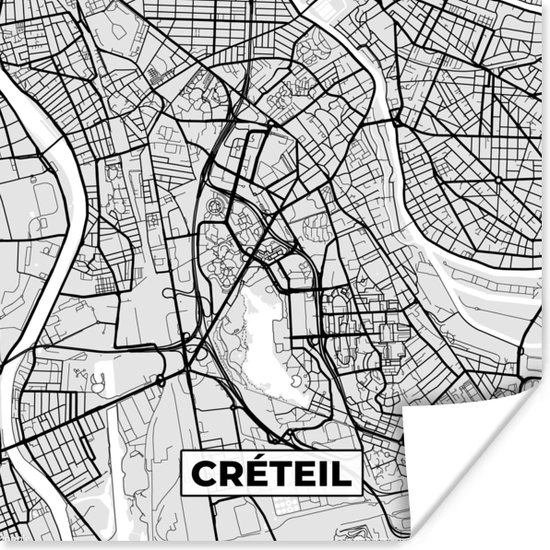 Poster Frankrijk - Créteil - Stadskaart - Plattegrond - Kaart - 75x75 ...