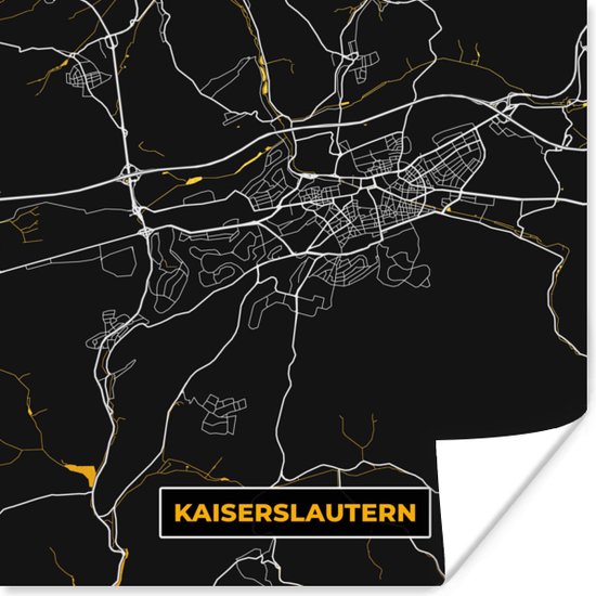 Poster Kaiserslautern - Black and Gold - Stadskaart - Plattegrond ...