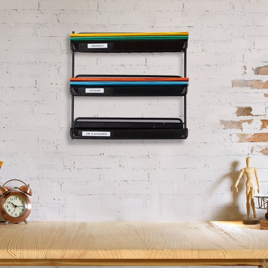 Relaxdays 4x brievenbak metaal - zwart sorteerrek - postvak ...