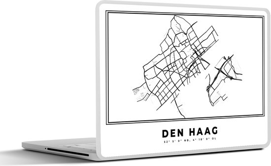 Laptop sticker - 17.3 inch - Stadskaart – Zwart Wit - Kaart – Den Haag ...