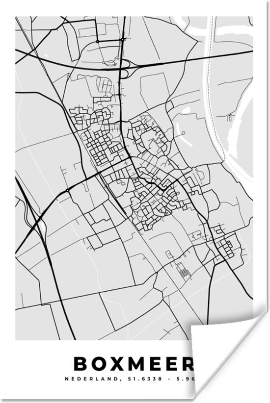 Poster Plattegrond - Kaart - Boxmeer - Stadskaart - 80x120 cm | bol