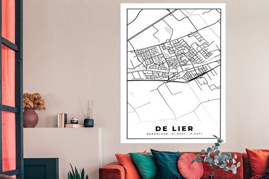 Poster Kaart - De Lier - Plattegrond - Stadskaart - 120x180 cm XXL | bol