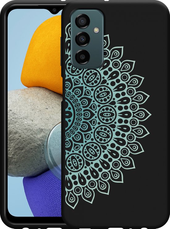 Samsung Galaxy M23 Hoesje Zwart Turqoise Mandala - Designed by Cazy ...