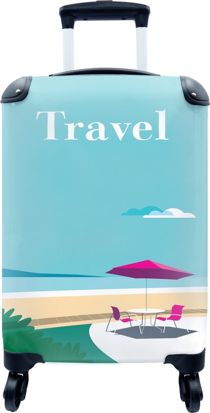 Koffer - Het woord 'reizen' en een tafel met twee stoelen - Past binnen ...