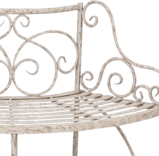 Clayre & Eef Tuinbank 103*47*74 cm Wit Ijzer Rond Bank Buiten Bank Tuin ...