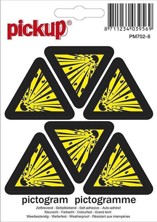 Mini picto's 4,5 cm 6 per vel - Explosieve stoffen | bol