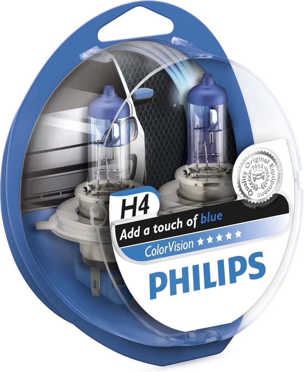 Philips ColorVision H4 Blauw 60/55W 12V, set à 2 stuks | bol.com