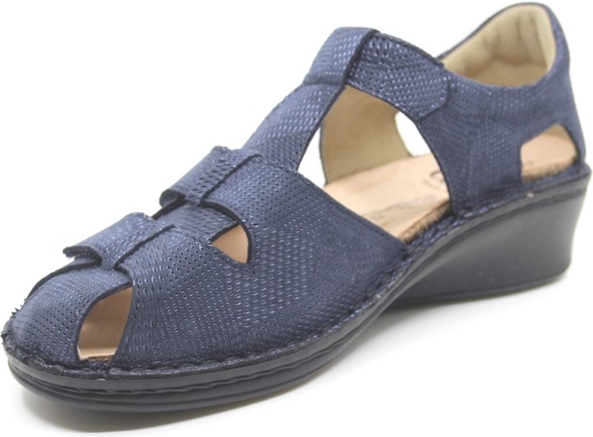 Finn Comfort, FUNEN, 02666-761319, Blauwe dames sandalen met dichte ...