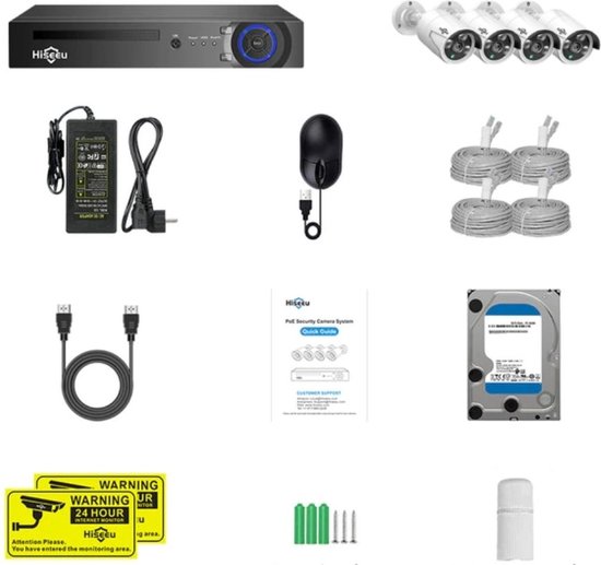 Hiseeu H.265 - Beveiligingscamera set met 4 Cameras Outdoor Buiten - Home Security... | bol.com