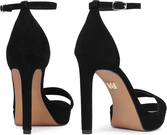 Zwart suede platform hak sandalen | bol.com
