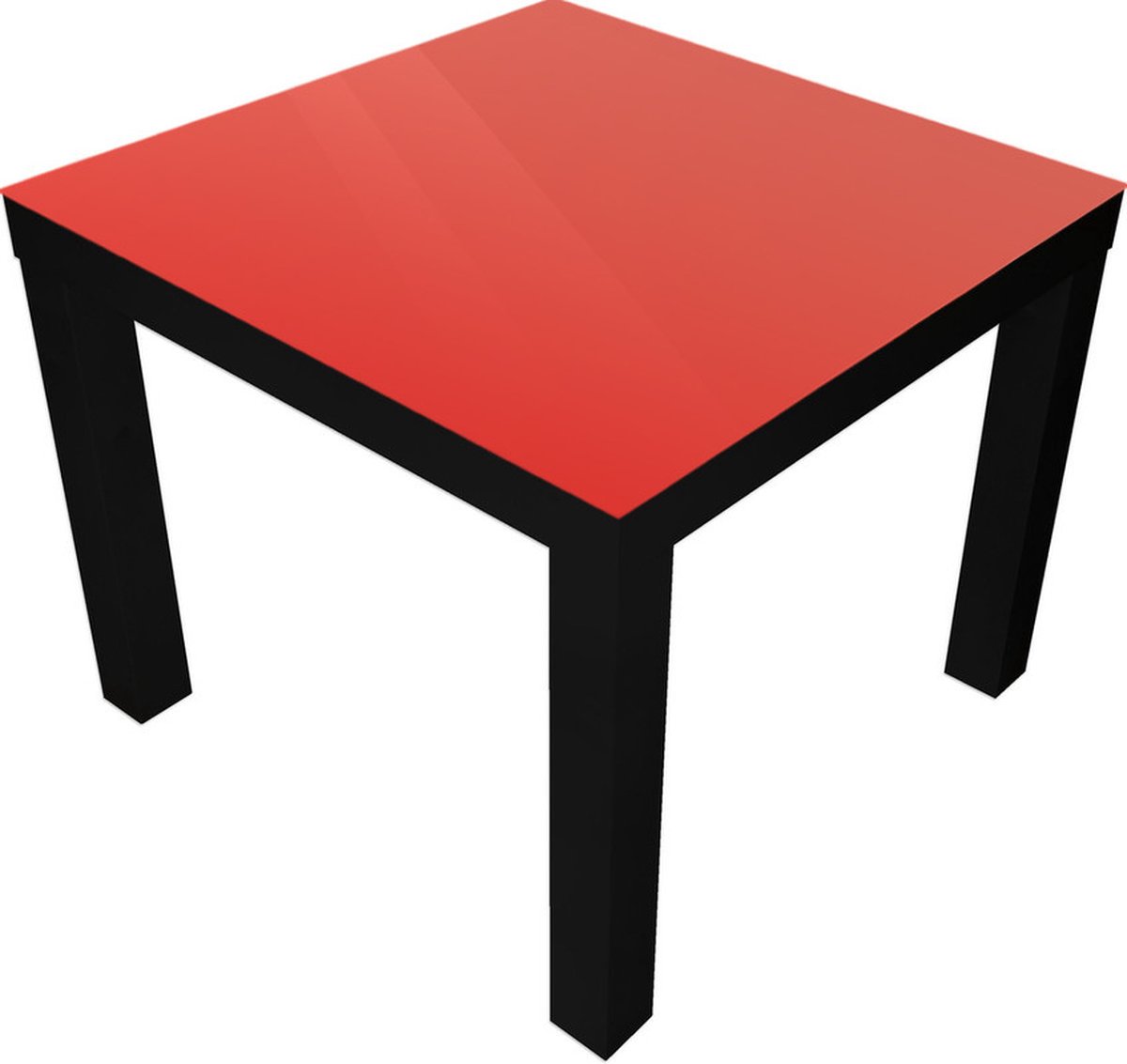 Table Basse - Dessus En Glas Rouge Vif - Ikea Lack Base - 55x55cm ...